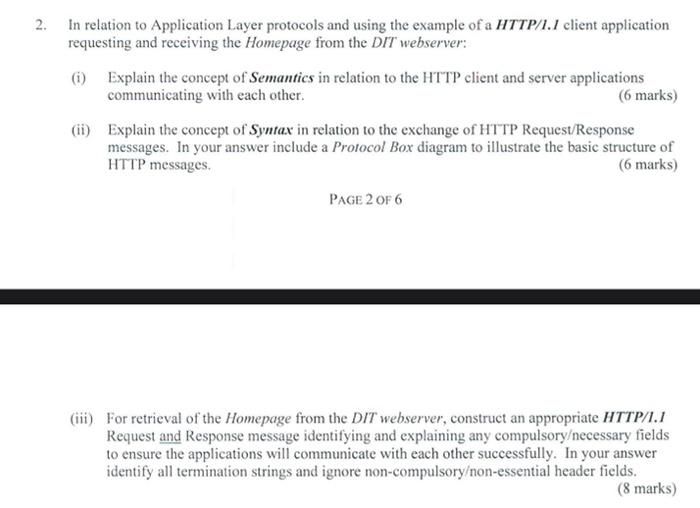 Solved 2. In relation to Application Layer protocols and | Chegg.com