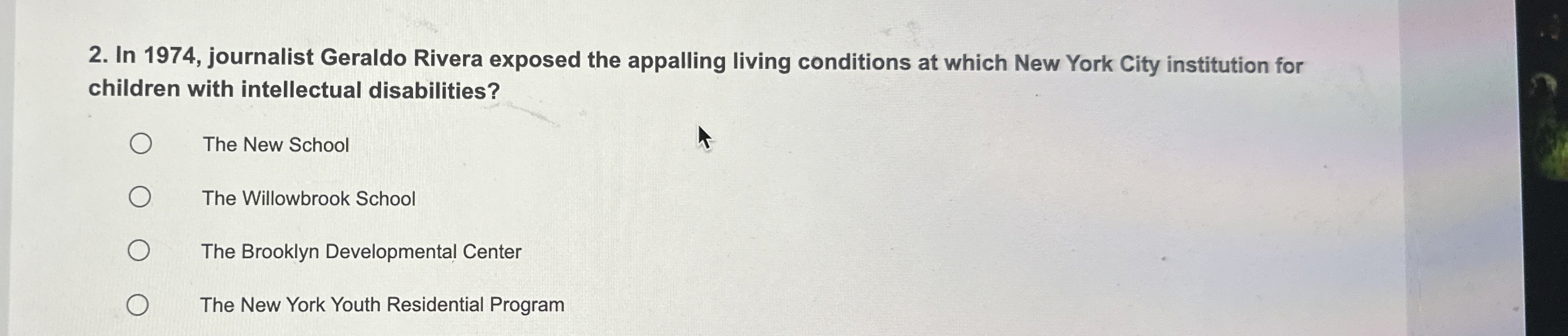 Solved In 1974, ﻿journalist Geraldo Rivera exposed the | Chegg.com