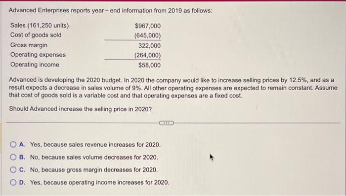 Solved Advanced Enterprises reports year-end information | Chegg.com