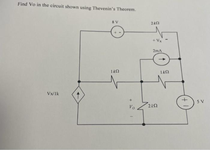 Solved Find V0 in the circuit shown using Thevenin's | Chegg.com