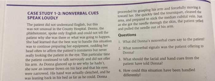 Solved CASE STUDY 1-2: NONVERBAL CUES SPEAK LOUDLY The | Chegg.com