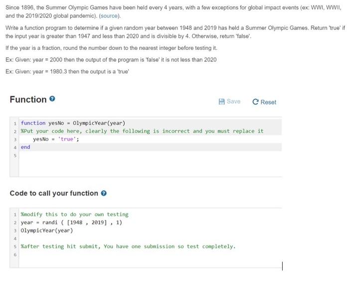 Solved Since 1896, the Summer Olympic Games have been held | Chegg.com