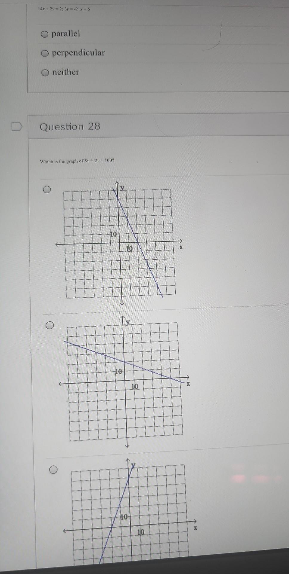 Solved 14x+2y=2;3y=−21x+5 parallel perpendicular neither | Chegg.com