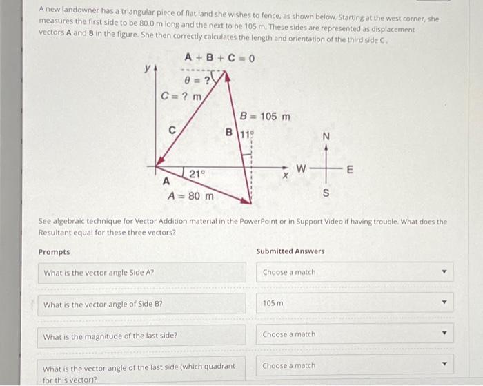 Solved A new landowner has a triangular piece of flat land | Chegg.com