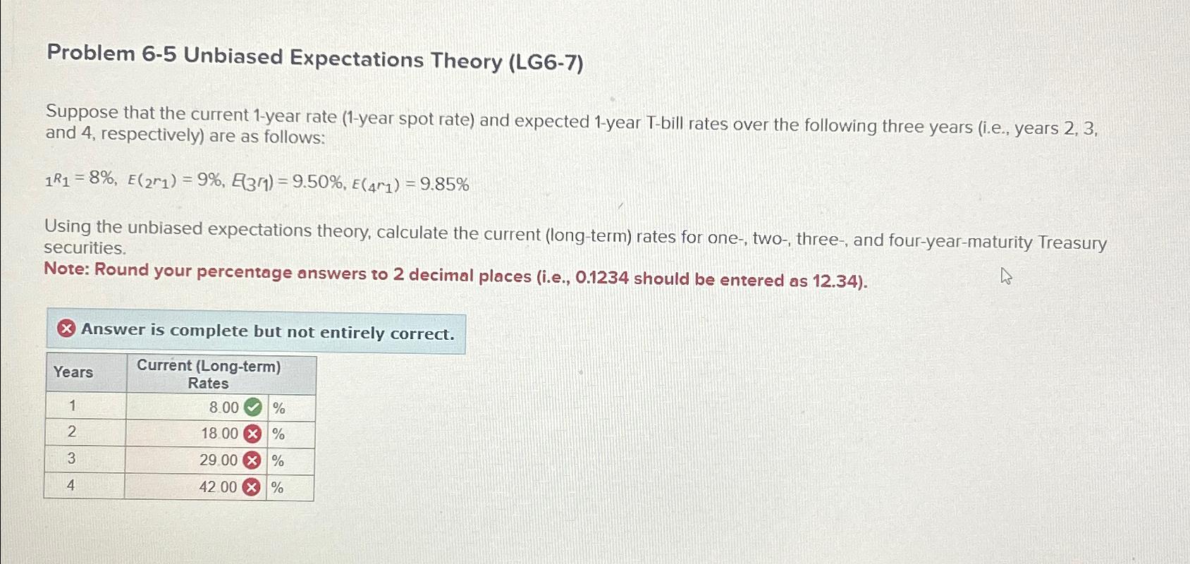 Solved Problem 6-5 ﻿Unbiased Expectations Theory | Chegg.com
