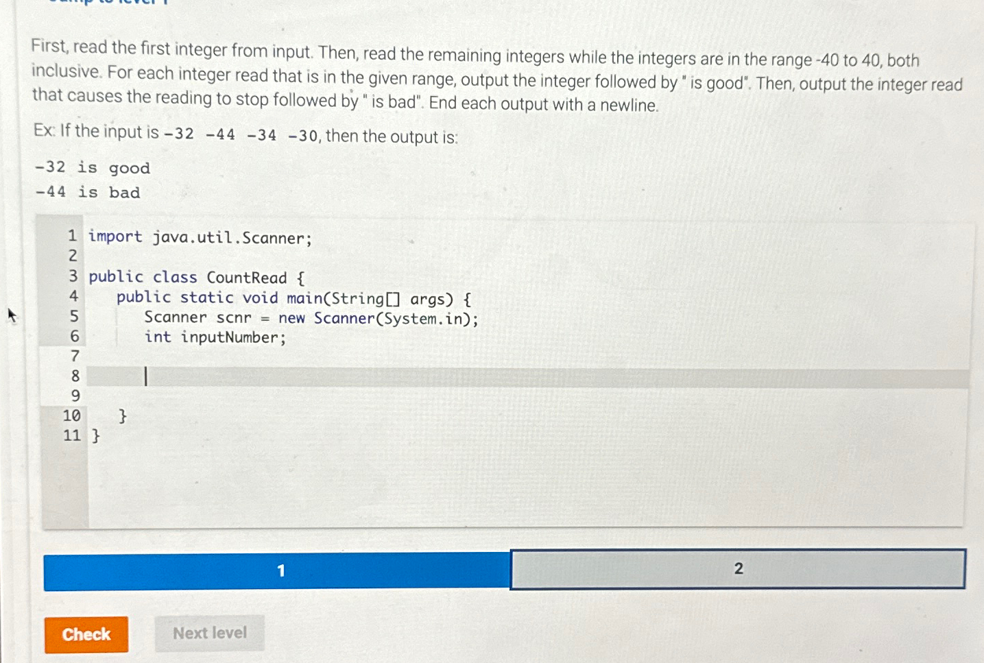 Solved First, read the first integer from input. Then, read | Chegg.com