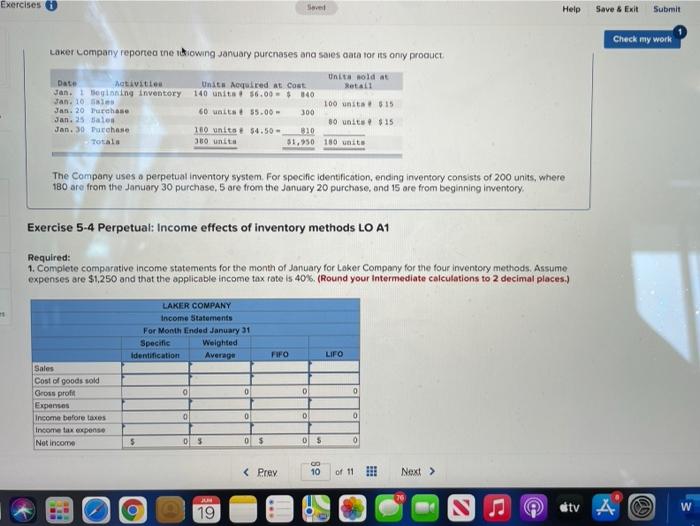 Solved Exercises 0 Help Save & Exit Submit Check my work | Chegg.com
