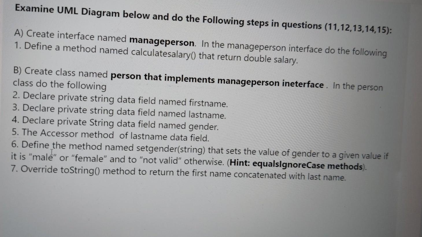 Solved Examine UML Diagram below and do the Following steps | Chegg.com