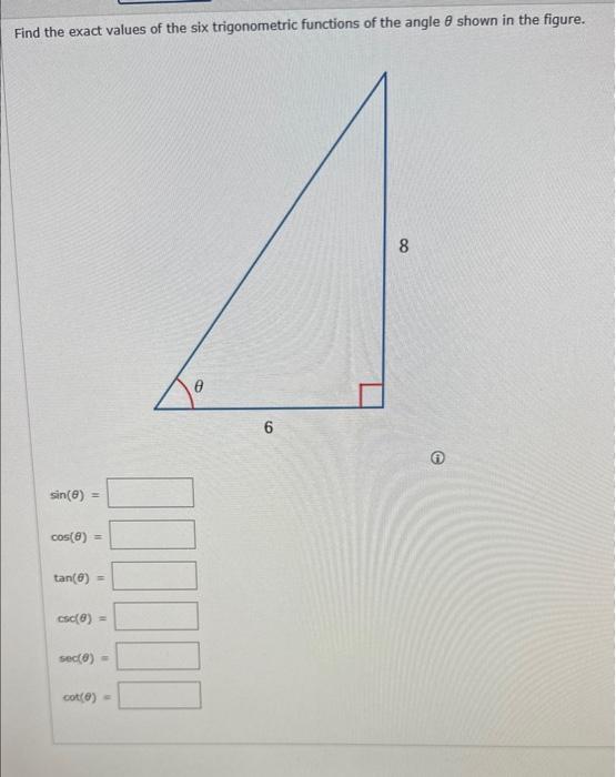 Solved Find The Exact Values Of The Six Trigonometric