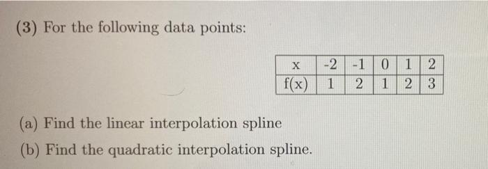 Solved 3 For The Following Data Points A Find The L 