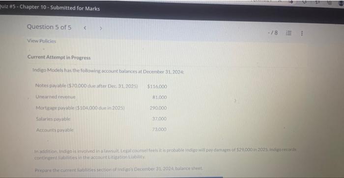 Solved Current Attempt in Progress Indigo Models has the | Chegg.com