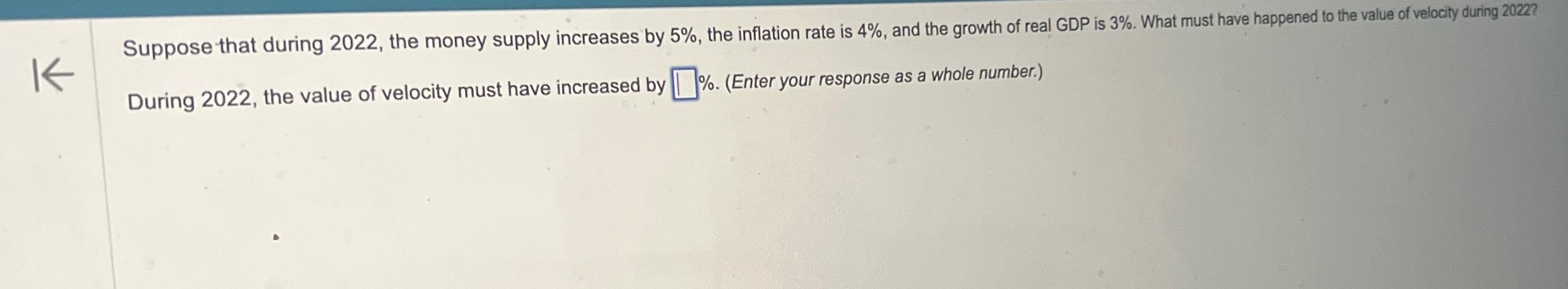 Solved Suppose that during 2022 , ﻿the money supply | Chegg.com