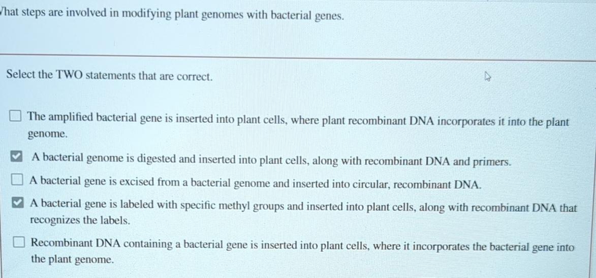 Solved What steps are involved in modifying plant genomes | Chegg.com