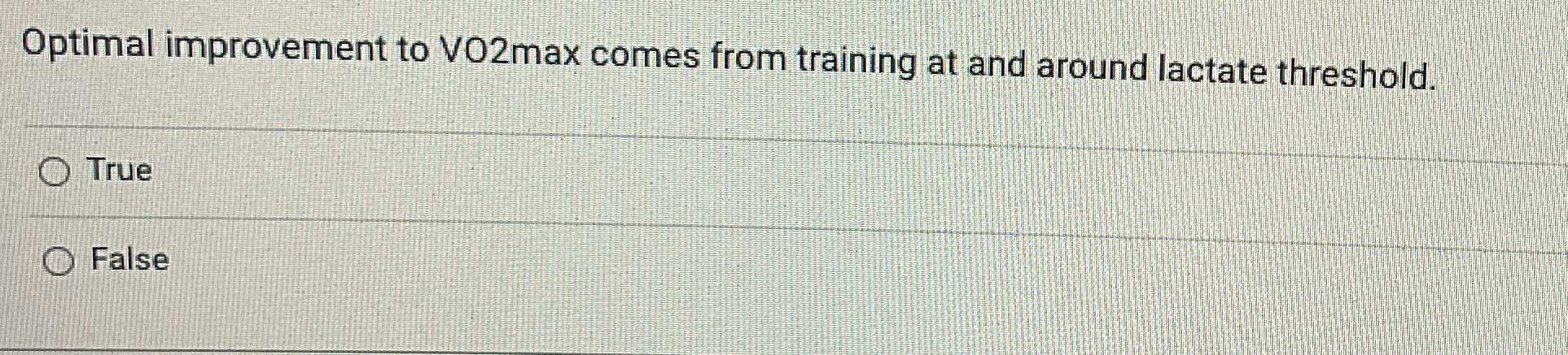 Solved Optimal improvement to VO2max comes from training at | Chegg.com