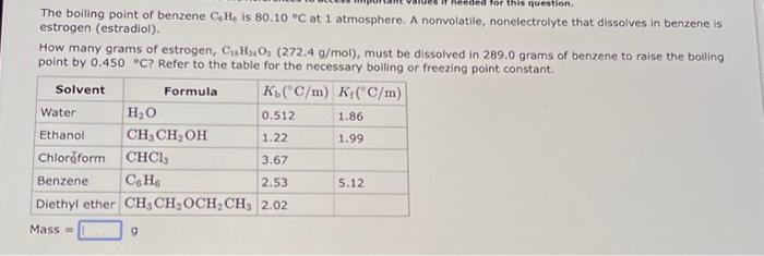 Solved The boiling point of benzene CnH6 is 80.10∘C at 1 | Chegg.com