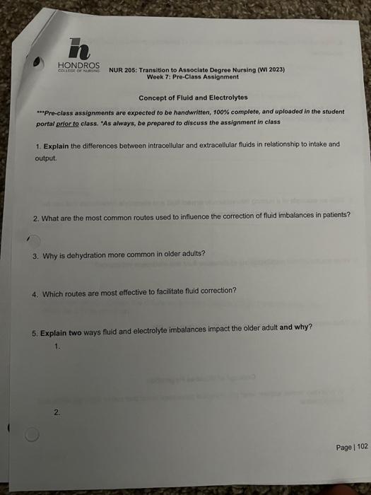 HONDROS NUR 205: Transition to Assoeiate Degree | Chegg.com