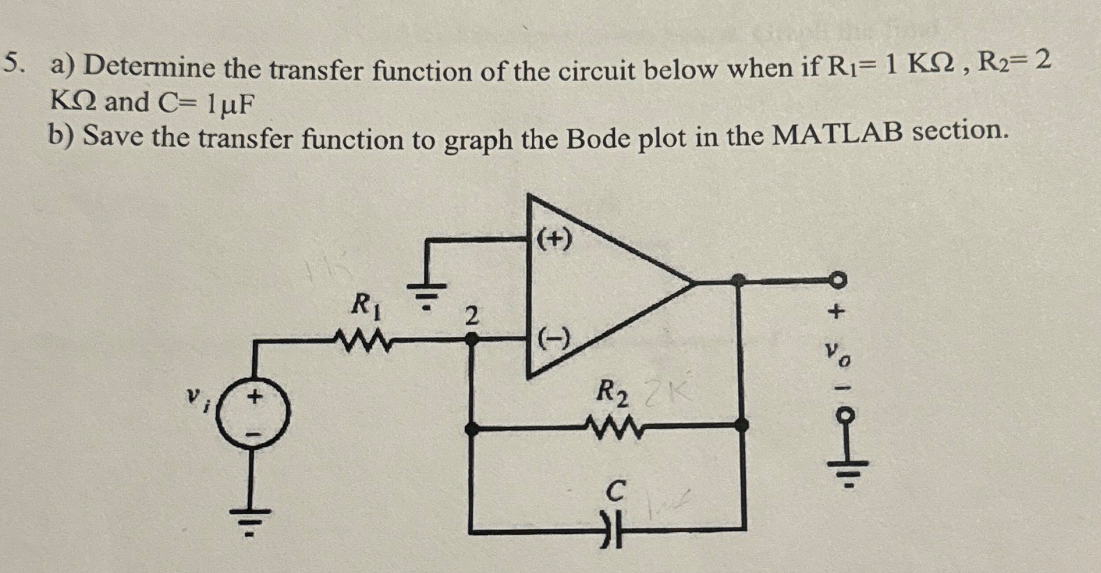 Solved a) ﻿Determine the transfer function of the circuit | Chegg.com
