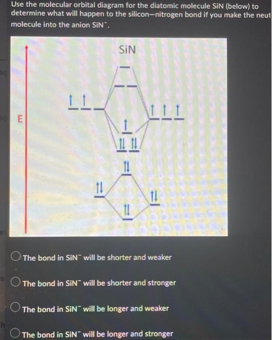 Solved Use the molecular orbital diagram for the diatomic | Chegg.com