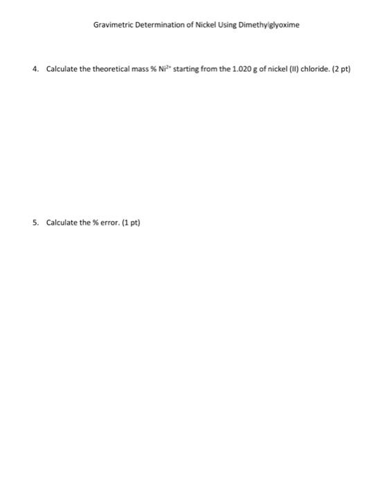 Solved Gravimetric Determination of Nickel Using | Chegg.com