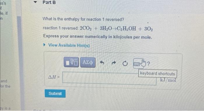 Solved What is the enthalpy for reaction 1 reversed? | Chegg.com