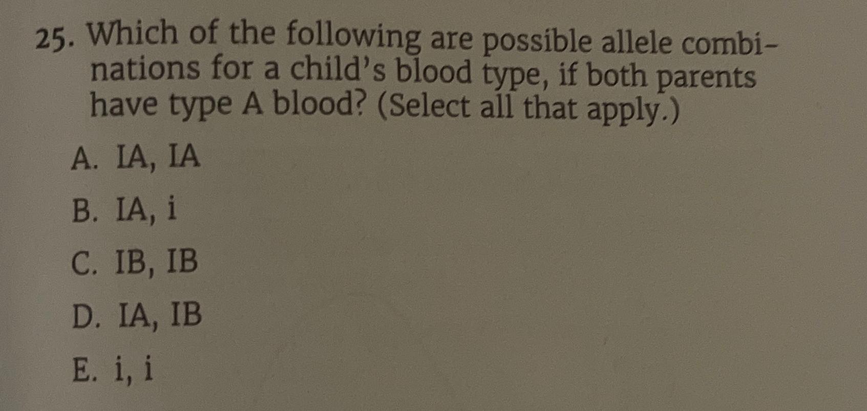 Solved Which of the following are possible allele | Chegg.com