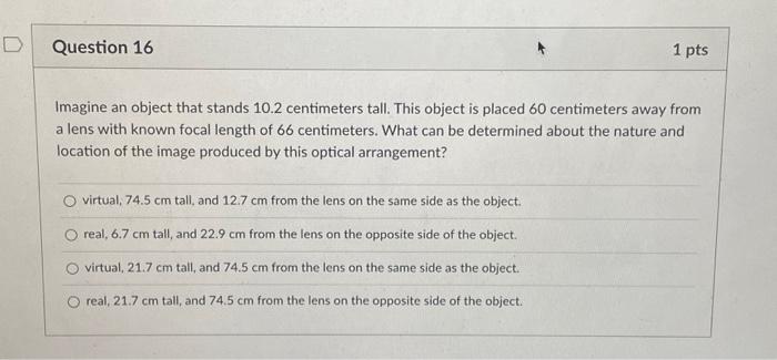 Solved Imagine an object that stands 10.2 centimeters tall. | Chegg.com