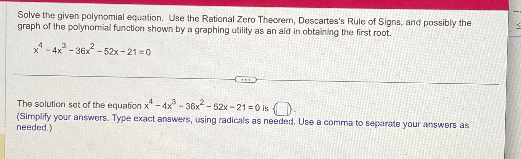 Solved Solve the given polynomial equation. Use the Rational | Chegg.com