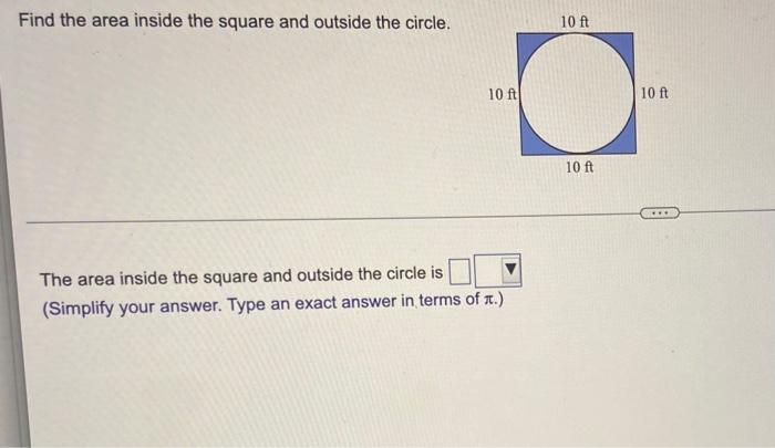 Solved Find the area inside the square and outside the | Chegg.com