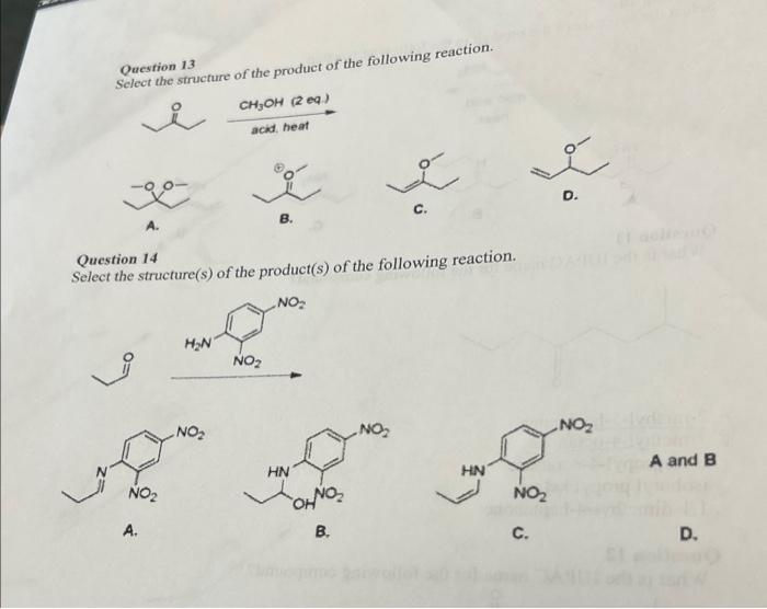 Solved Question 13 Sclect the structure of the product of | Chegg.com