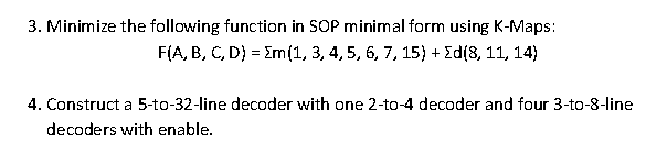 Minimize the following function in SOP minimal form | Chegg.com
