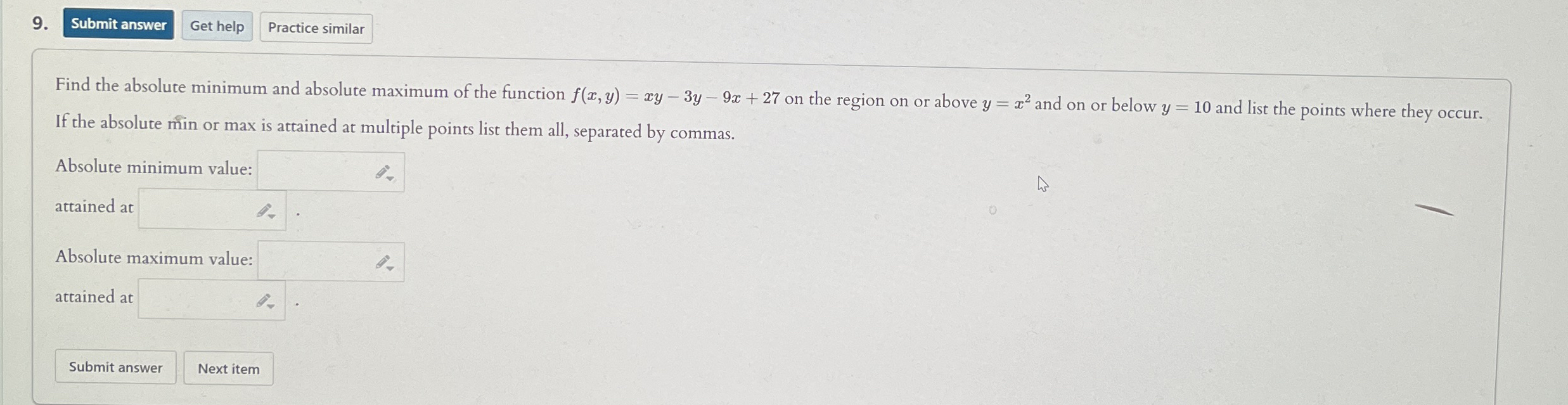 Solved Find the absolute minimum and absolute maximum of the | Chegg.com