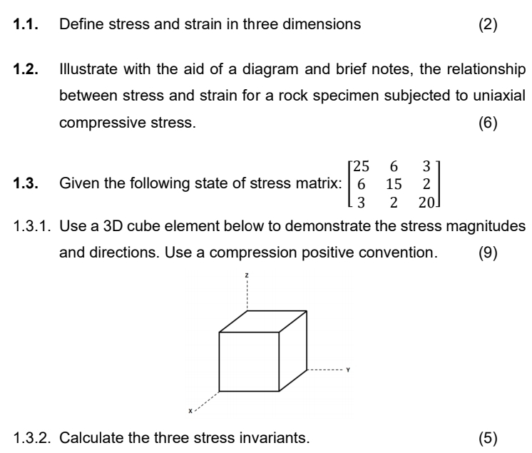 Solved 1.1. ﻿Define stress and strain in three | Chegg.com