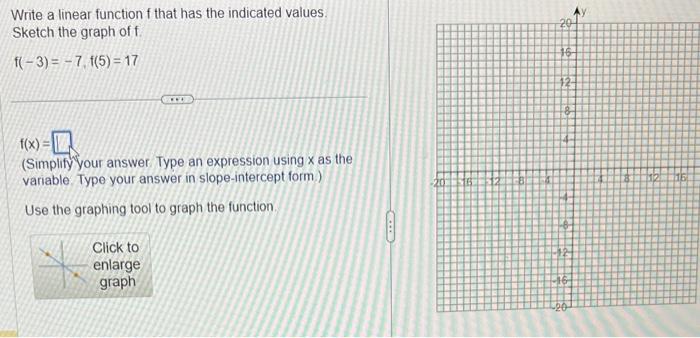 Solved Write a linear function f that has the indicated | Chegg.com