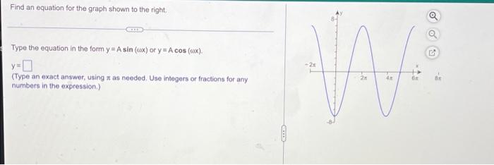 Solved Find an equation for the graph shown to the right. | Chegg.com