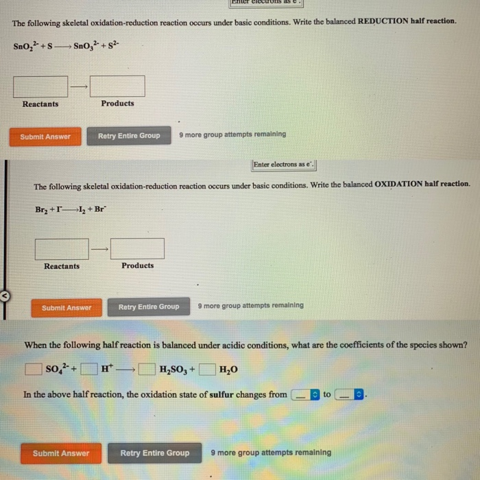 Solved The following skeletal oxidation-reduction reaction | Chegg.com