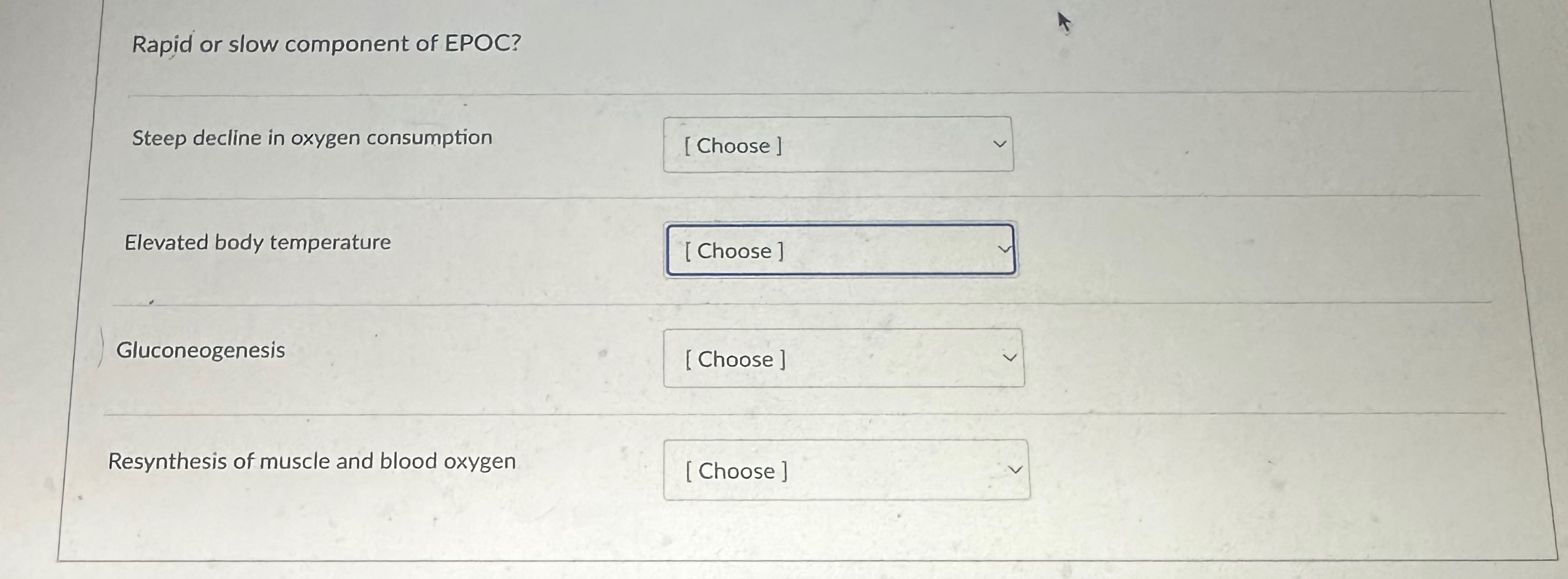 Rapid or slow component of EPOC?Steep decline in | Chegg.com