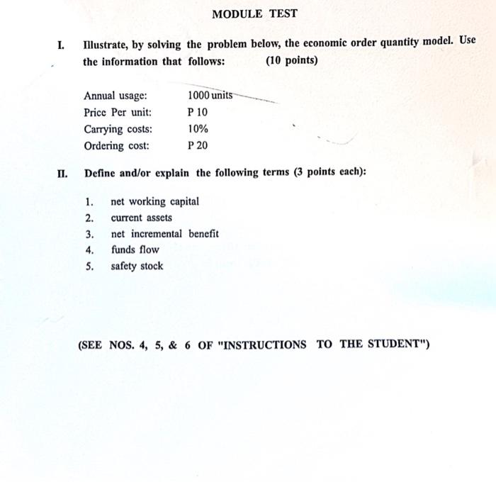 Solved I. Illustrate, by solving the problem below, the | Chegg.com