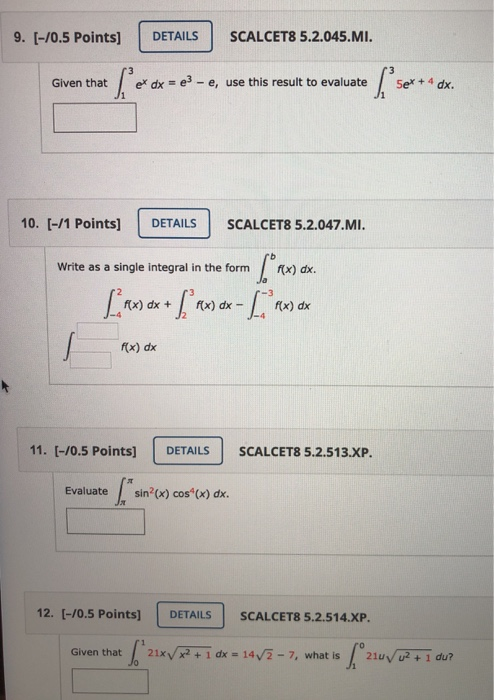 Solved 9. [-70.5 Points] DETAILS SCALCET8 5.2.045.MI. Given | Chegg.com