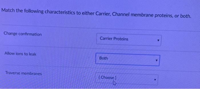 Solved Match the following characteristics to either | Chegg.com