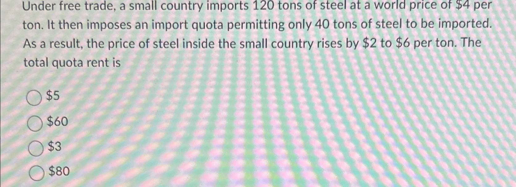 Solved Under free trade, a small country imports 120 ﻿tons | Chegg.com