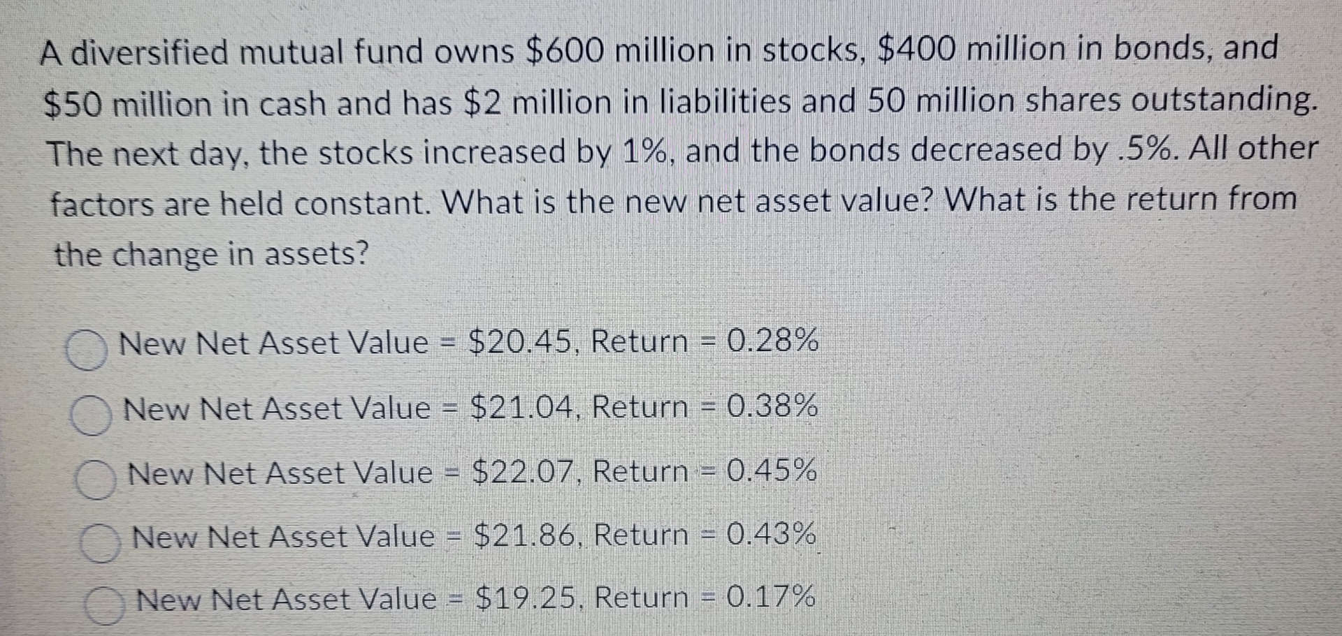 Solved A diversified mutual fund owns $600 ﻿million in | Chegg.com