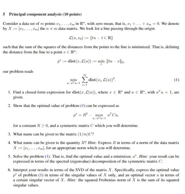 Solved Consider a data set of m points x1,…,xm in Rn, with | Chegg.com