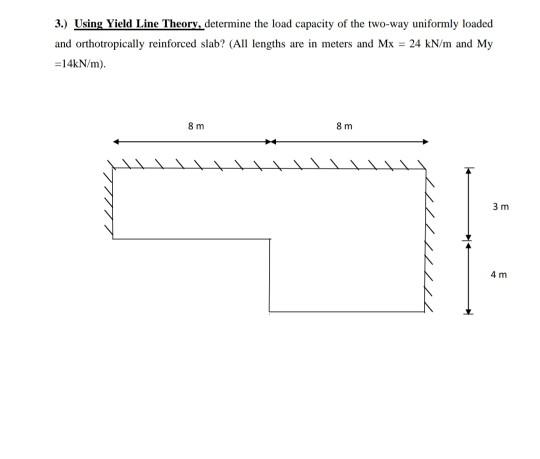 Solved 3.) Using Yield Line Theory, determine the load | Chegg.com