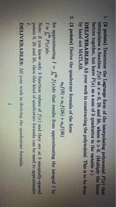 Solved 1. (2 points) Determine the Lagrange form of the | Chegg.com