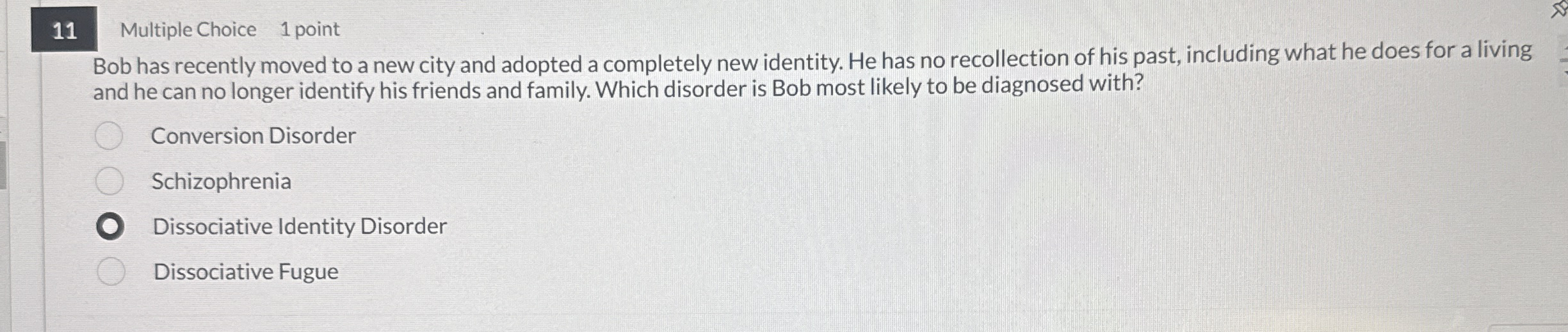 Solved 11Multiple Choice 1 ﻿pointBob has recently moved to a | Chegg.com