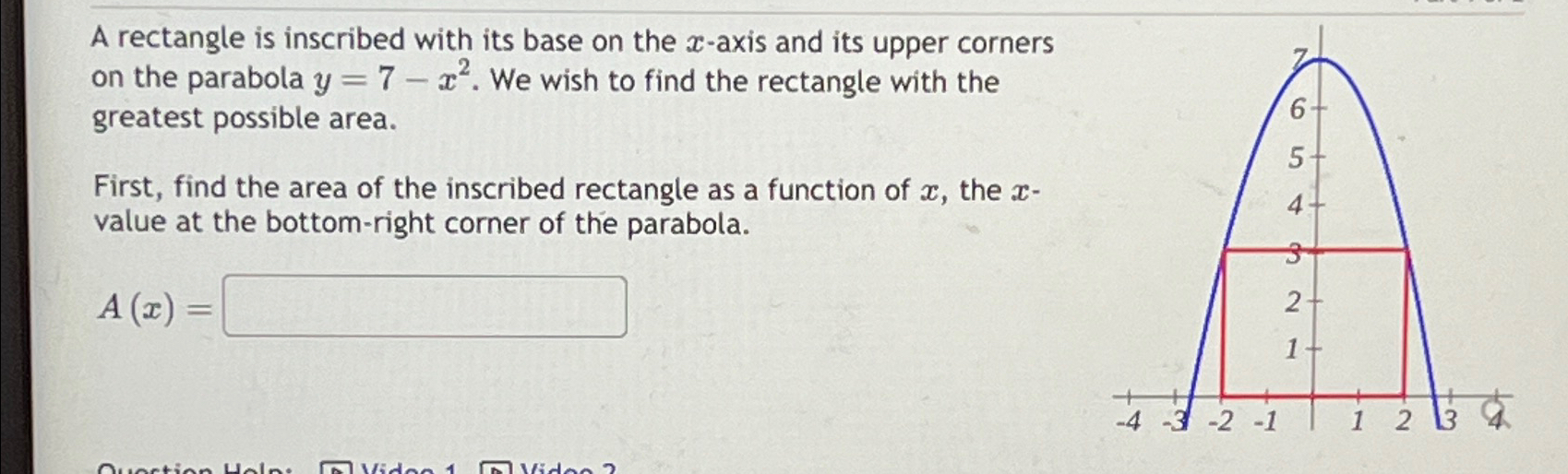 Solved A rectangle is inscribed with its base on the x-axis | Chegg.com