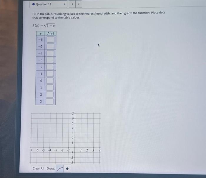 Solved Question 12 Fill in the table, rounding values to the | Chegg.com
