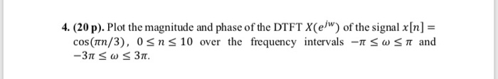 Solved 4. (20p). Plot the magnitude and phase of the DTFT | Chegg.com