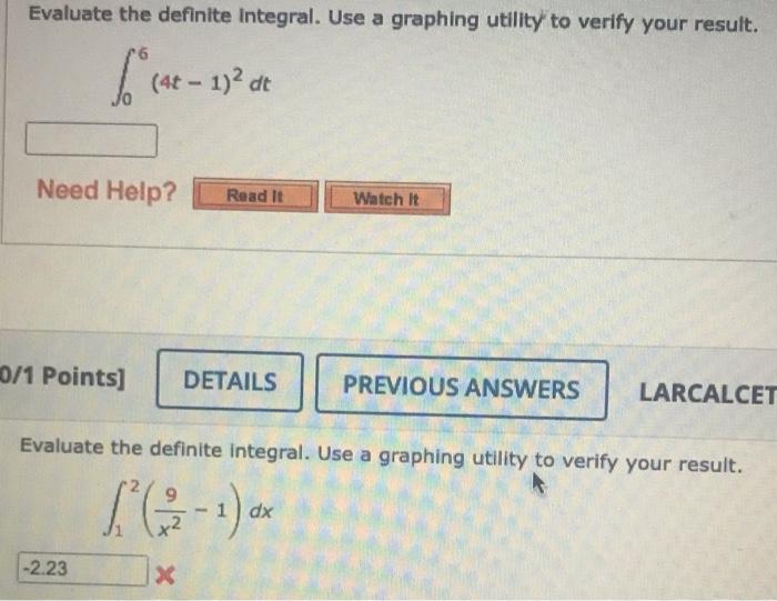 Solved Evaluate the definite Integral. Use a graphing | Chegg.com