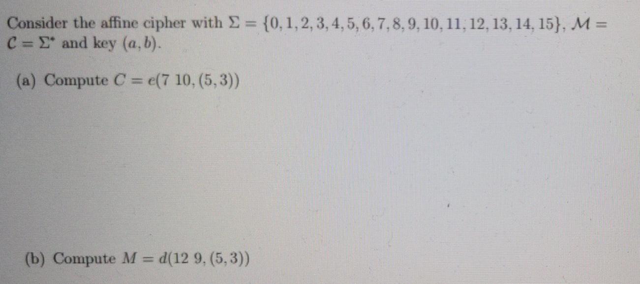 Solved Consider the affine cipher with S = | Chegg.com